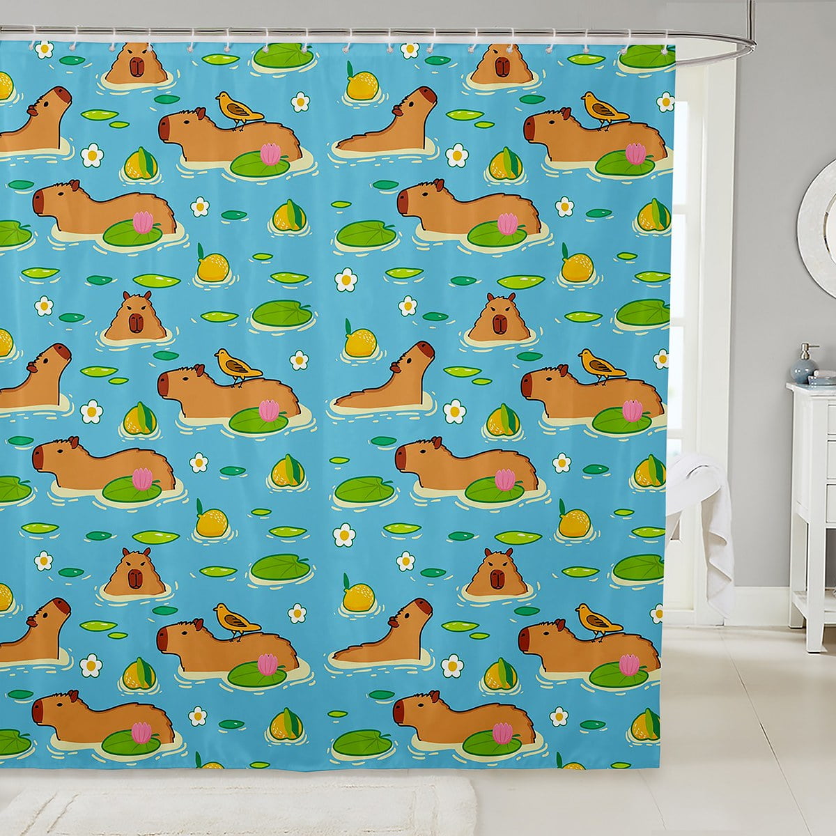 Capybara Shower Curtain Capybara Lovers Curtains ,Funny Rodent Animal ...