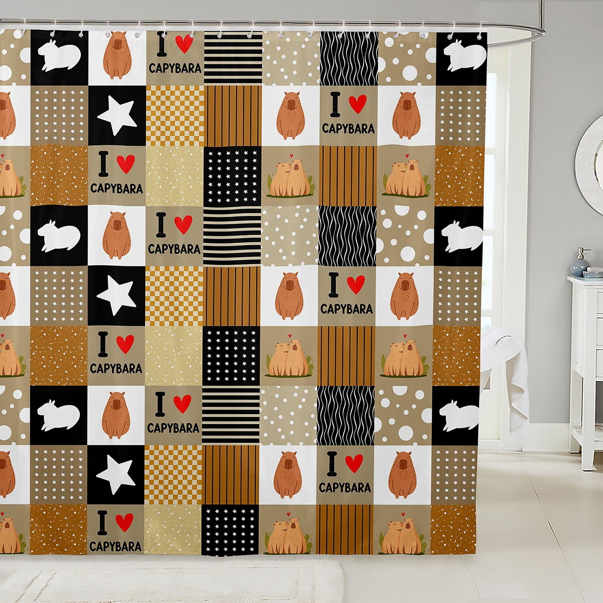 Capybara Shower Curtain Gifts for Capybara Lovers, Cute Funny Capybaras ...