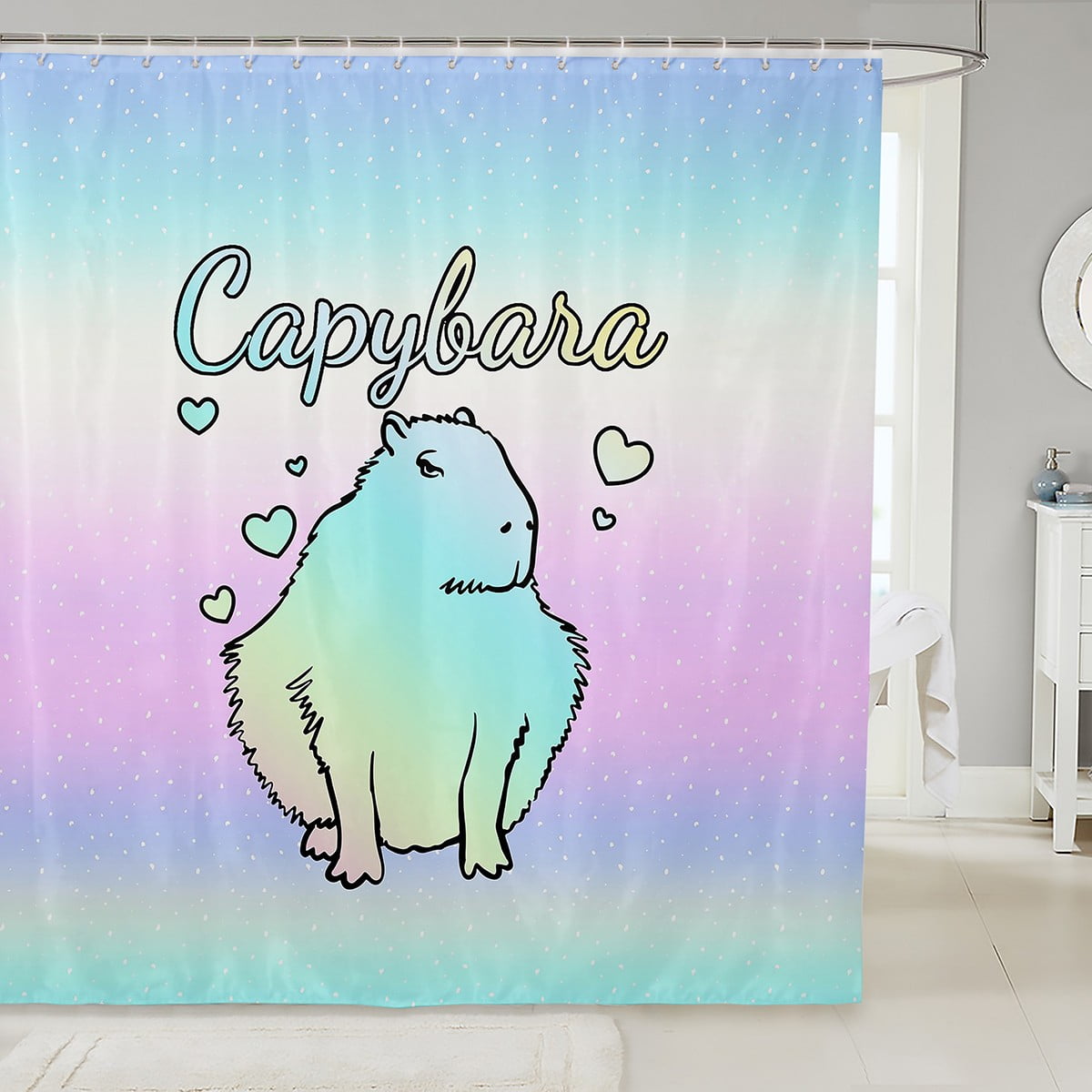 Capybara Shower Curtain Rainbow Tie Dye Bathroom Shower Curtain Sets ...
