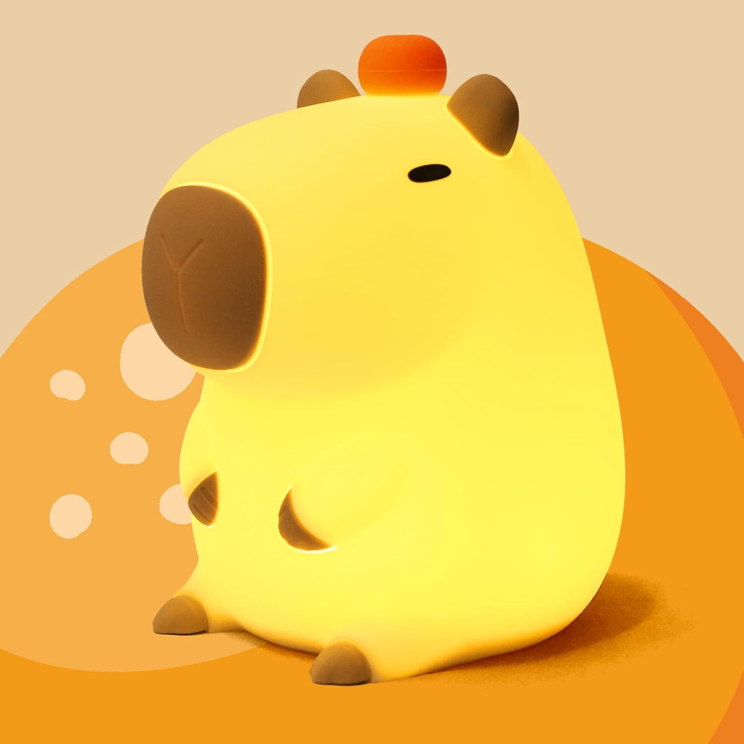 Capybara Silicone Night Light with an Orange, Portable USB Rechargeable ...