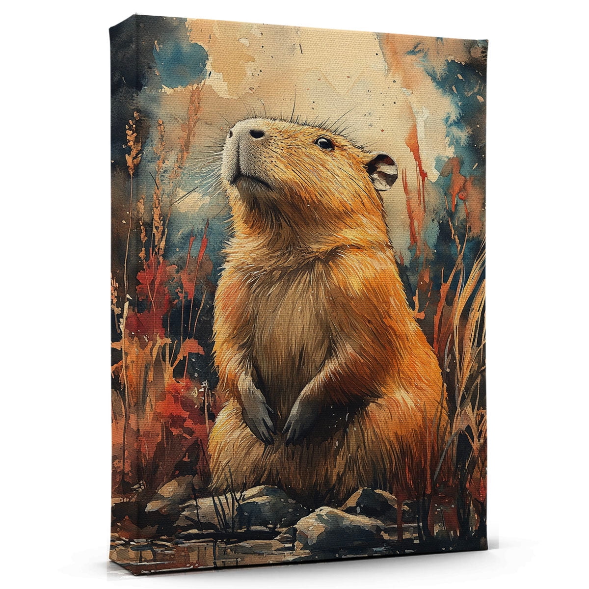 Capybara Sitting Canvas Art Animals, Colorful Capybara Sitting Canvas ...