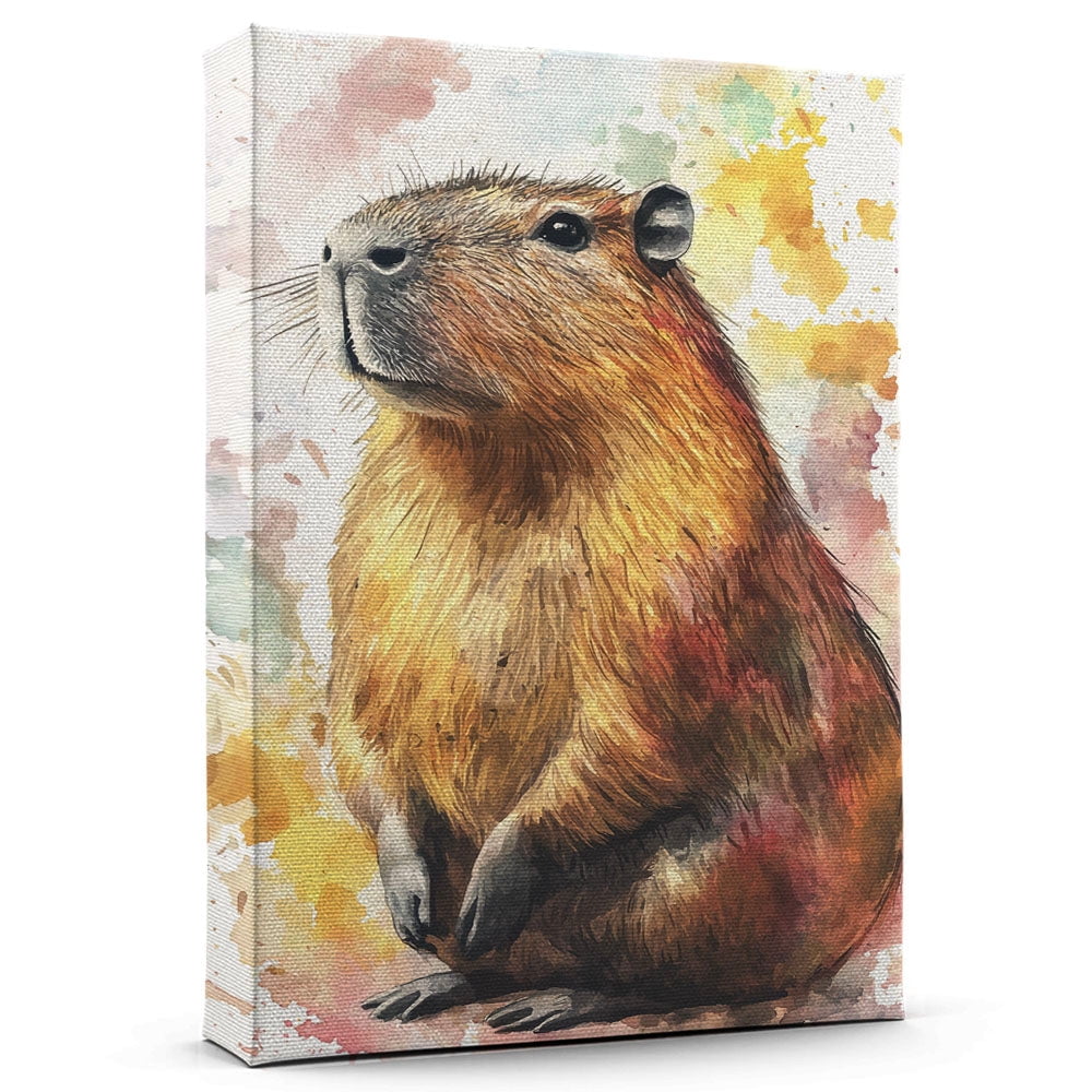 Capybara Sitting Canvas Wall Art Animal Decor, Capybara Sitting Canvas ...