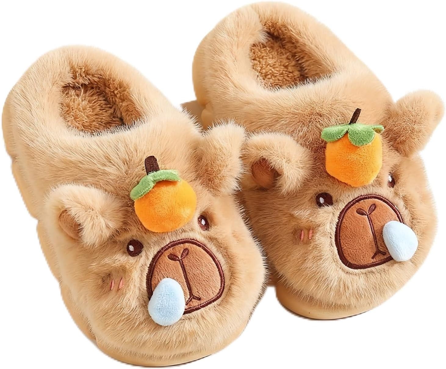 Capybara Slippers for Kids, Cute Cartoon Plush Animal Toddler Shoes ...