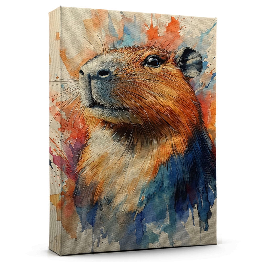 Capybara Smiling Canvas For Wall, Funny Animal Decor Capybara Smiling ...