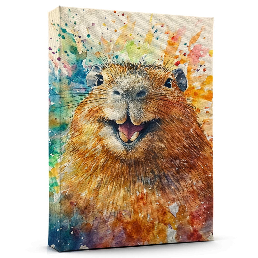 Capybara Smiling Canvas Wall Art Animal Decor, Capybara Smiling Canvas ...