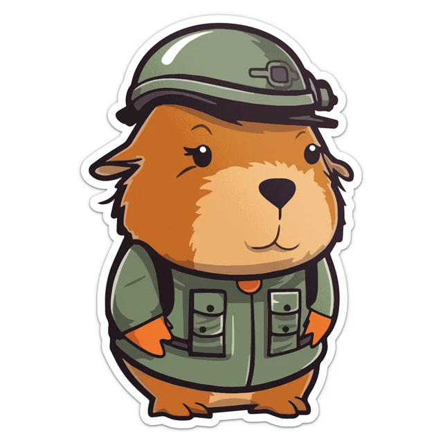 Capybara Soldier Sticker Phone Decal Water Bottle Stickers Car Decals ...