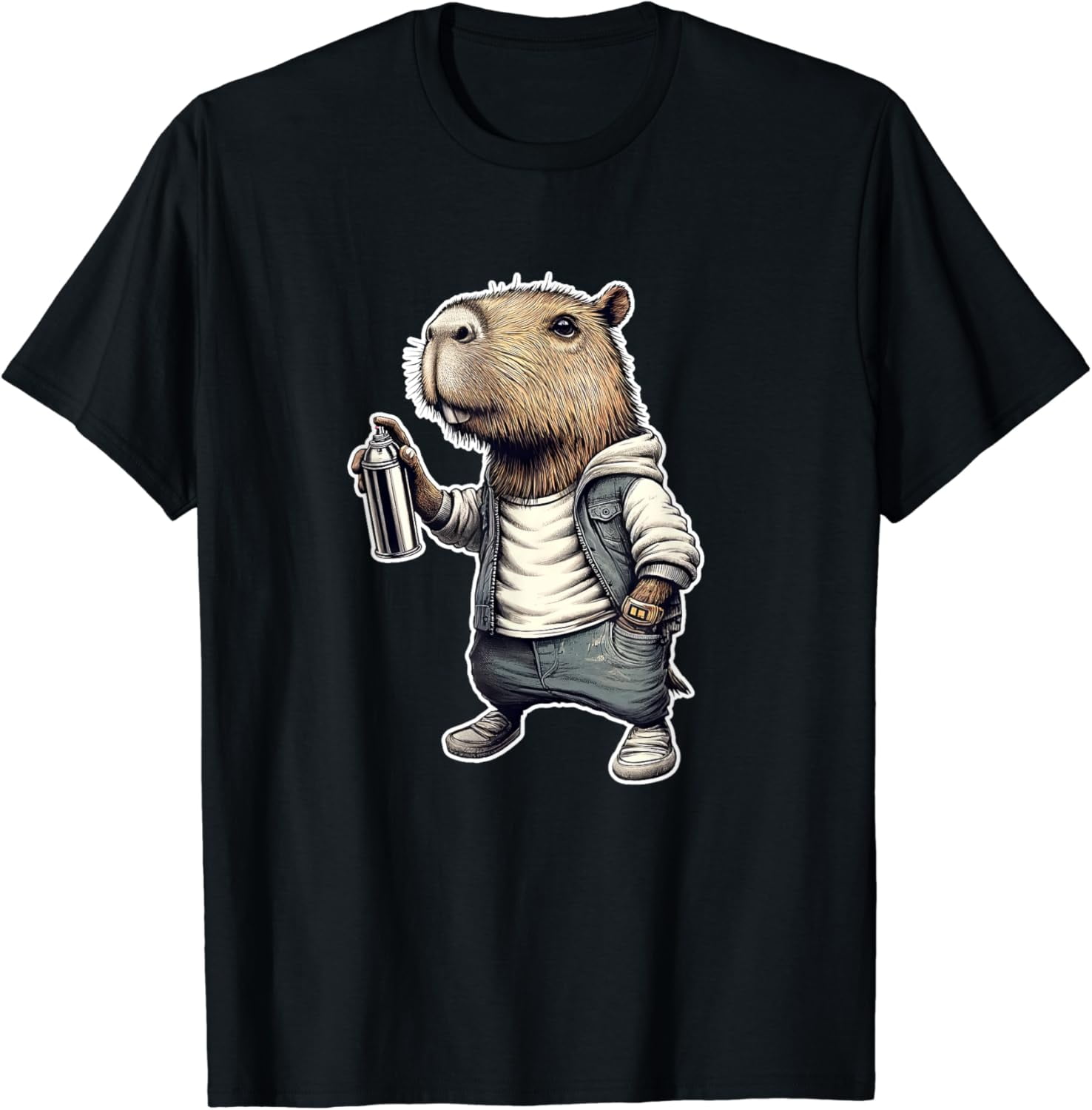 Capybara Sprays A Graffiti Funny Water Pig Street Art T-Shirt - Walmart.com