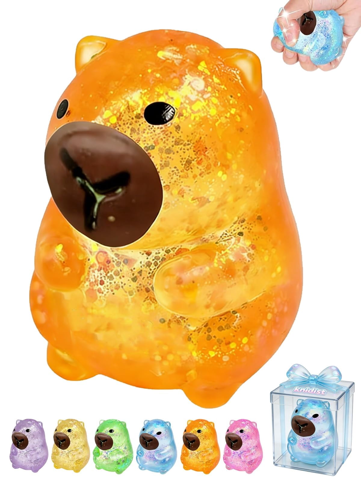 Capybara Squishy Glitter Animal Squeeze Balls Cute Capybara Stress Ball ...