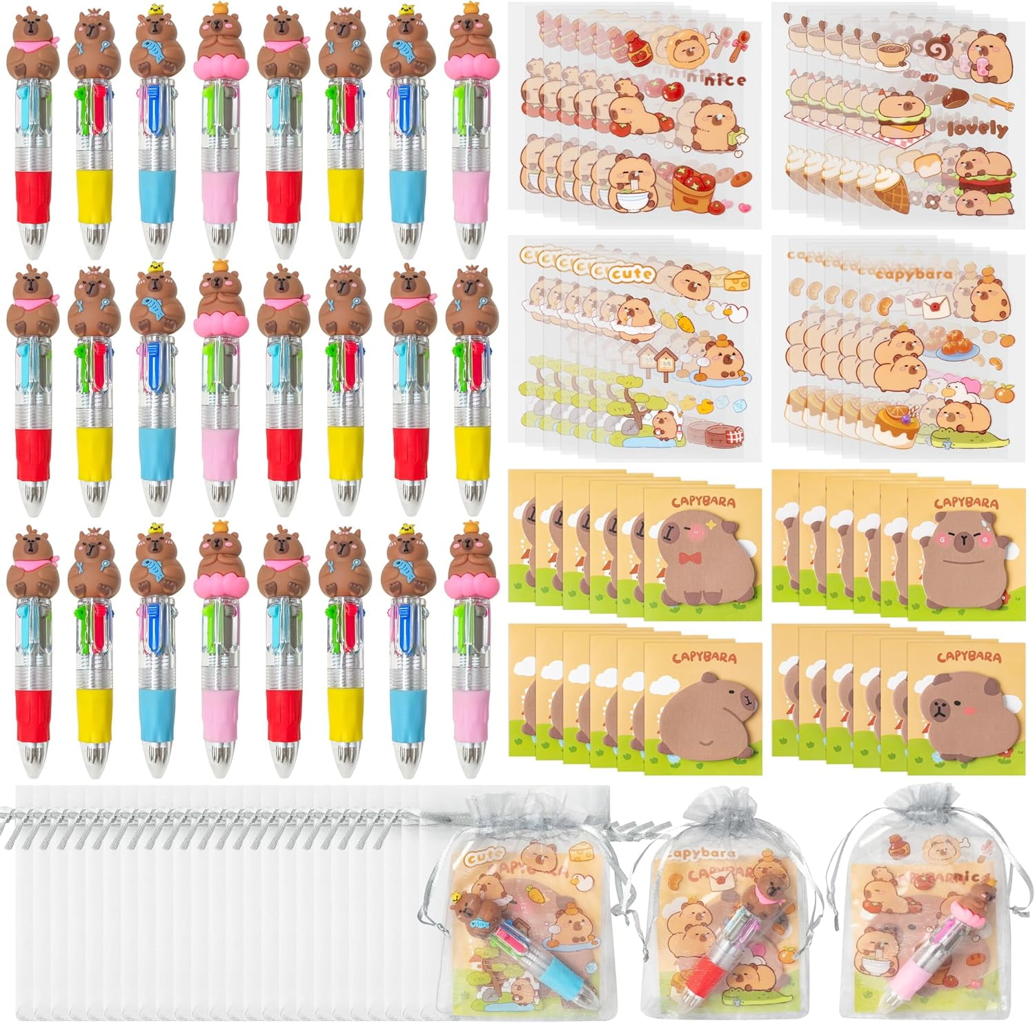 Capybara Stationery Party Gift - 12 Pack Fun Animal Prizes Set Include ...