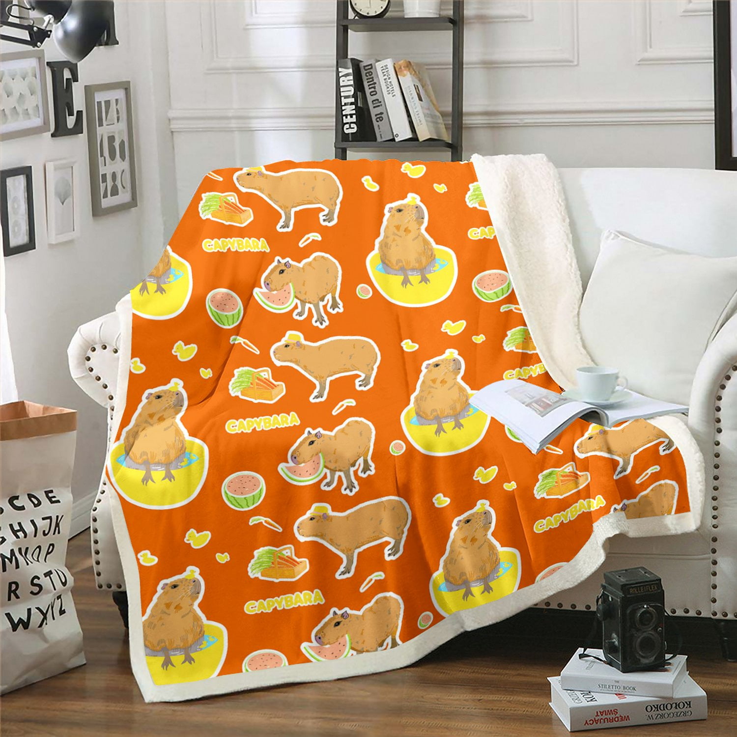 Capybara Sticker Fleece Blanket Funny Capybaras Throw Blanket, Capybara ...