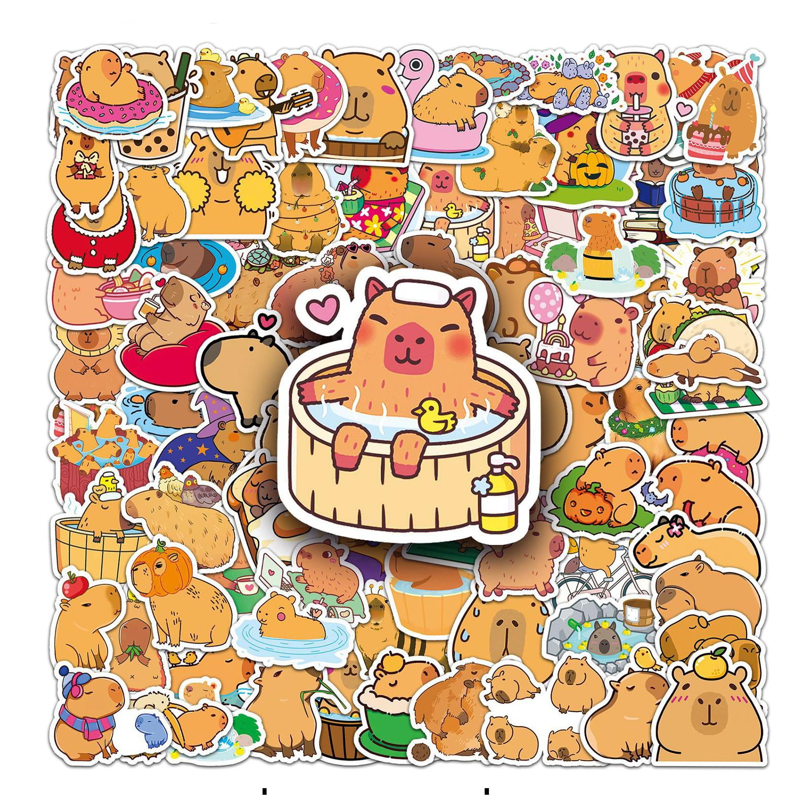 Capybara Stickers 100 Pieces Water Bottle Sticker Capybara Art Decals ...