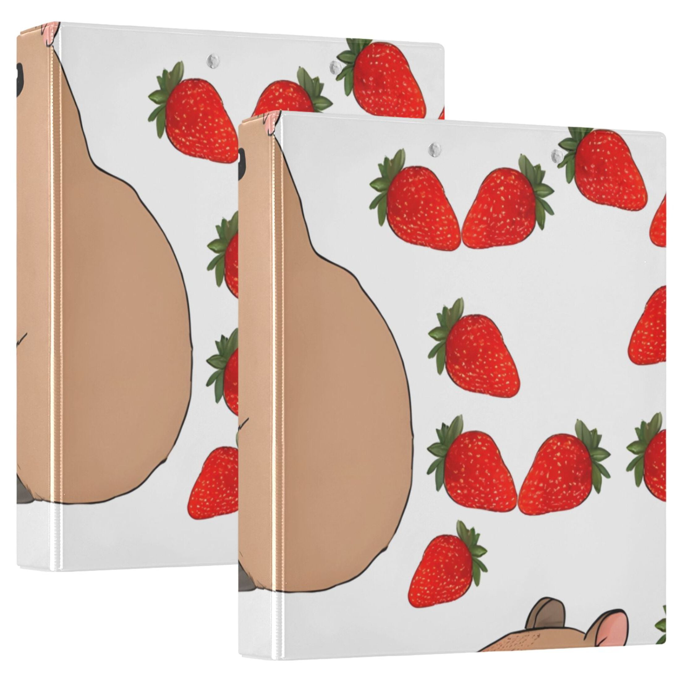 Capybara Strawberry 3 Ring Binders 1.5 inch Hardcover File Folders with ...