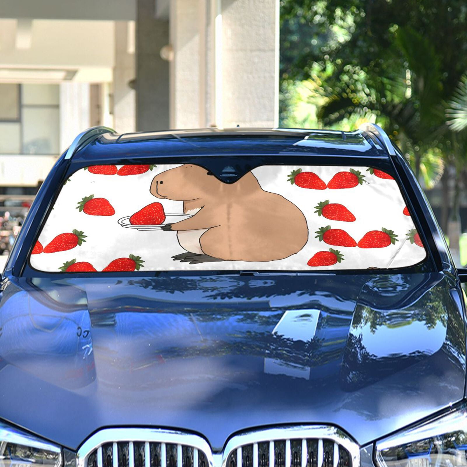 Capybara Strawberry Automotive Front Car Windshield Sun Shade Reflector ...