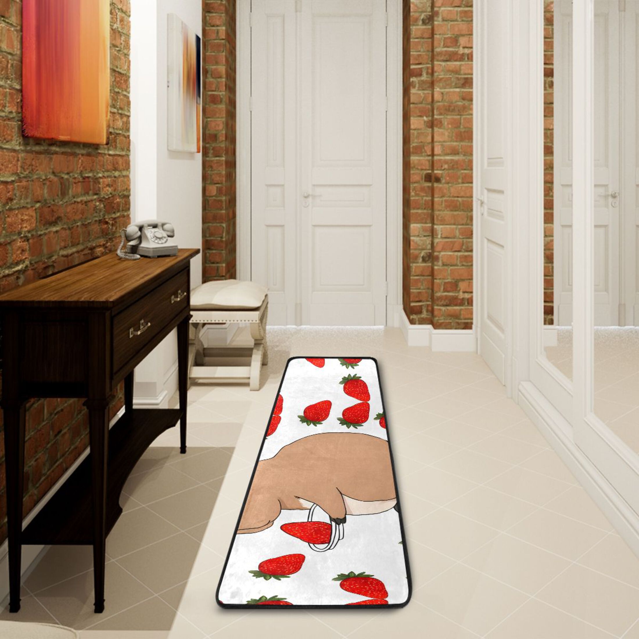 Capybara Strawberry Runner Rug Ares Rug Non-Slip Laundry Rug 72×24 inch ...