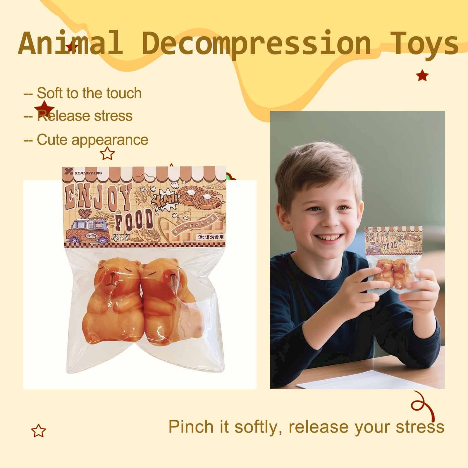 Capybara Stress Relief Toys - 6.5" Soft Squeeze Fidget Toys for Anxiety ...