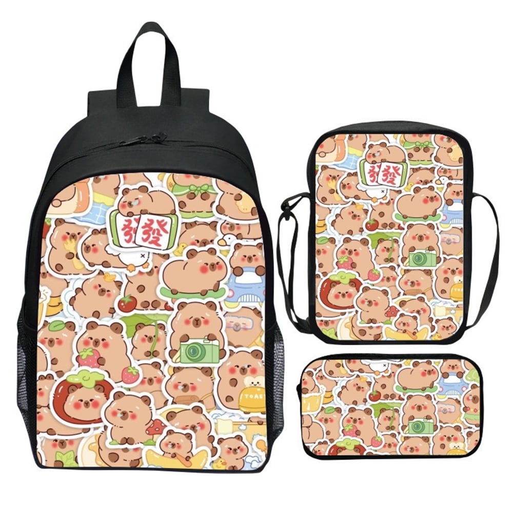 Capybara Student School Bag 3 Piece Student Backpack Set Back to school ...