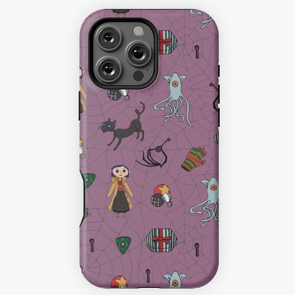 Purple Coraline Pattern H605Durable Unisex iPhone Case for iPhone 17/16 ...