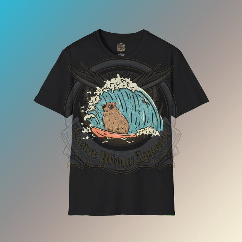 Capybara Surfing on a Wave T-Shirt, Funny Capybara Surfing Shirt, and ...