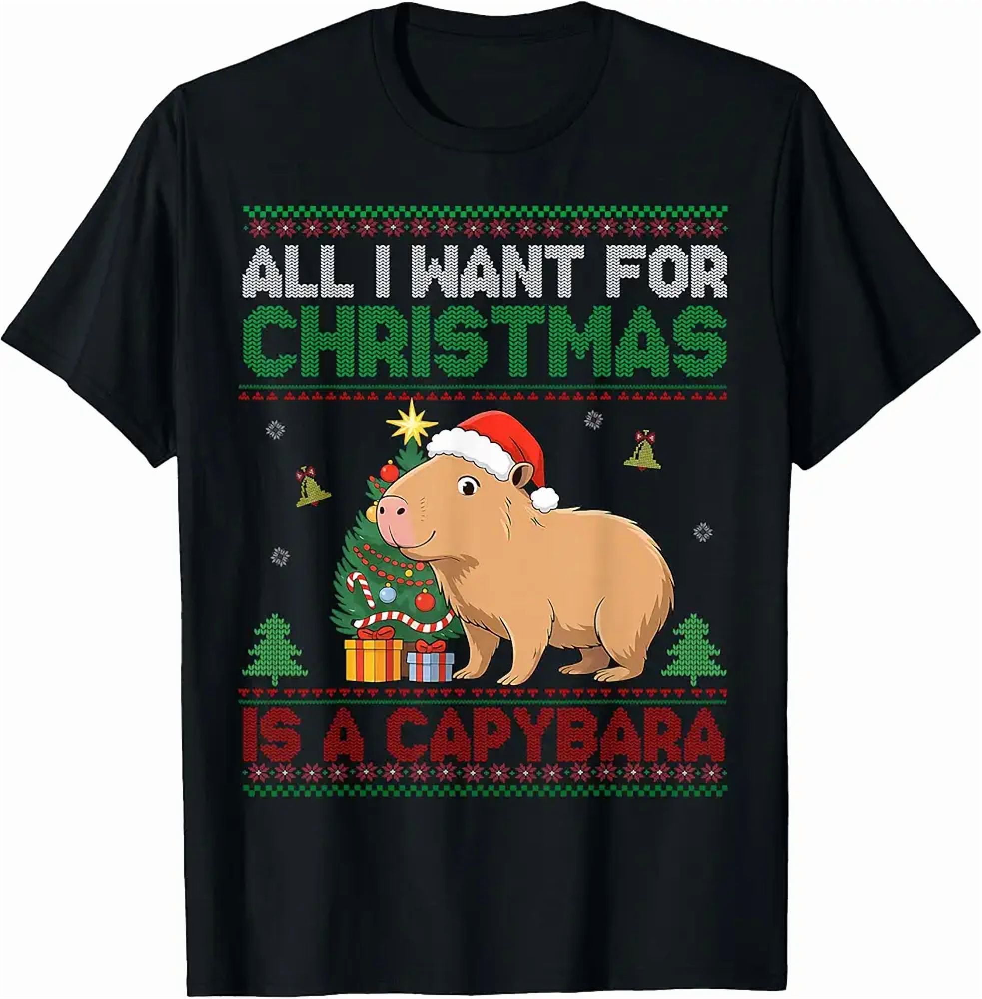 Capybara Sweater Holiday Christmas Cute Ugly Festive Style Unisex T ...