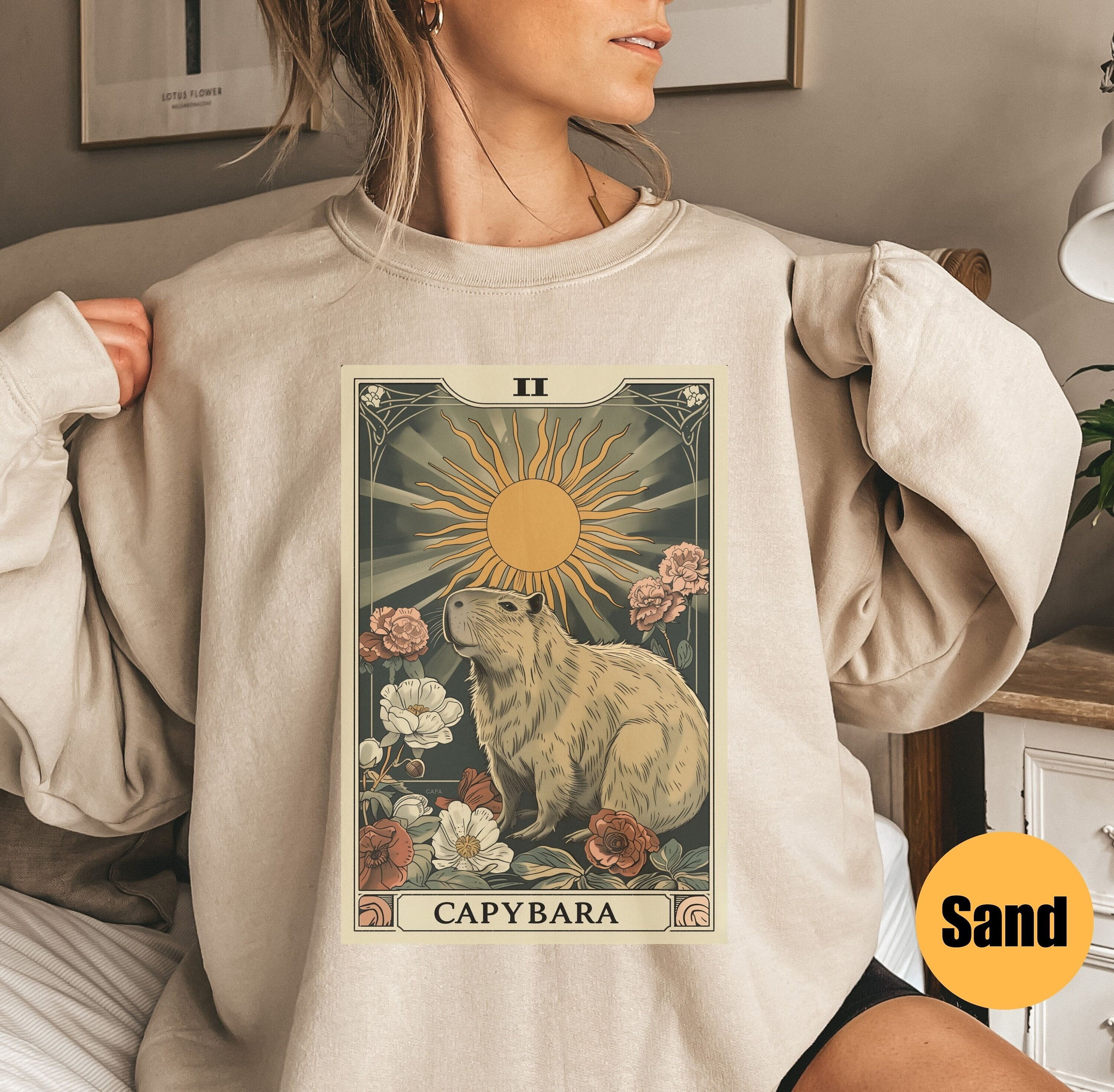 Capybara Tarot Card T-Shirt Graphic Capybara Crewneck Funny Capybara T ...