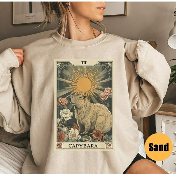 Capybara Tarot Card T-Shirt Graphic Capybara Crewneck Funny Capybara T ...