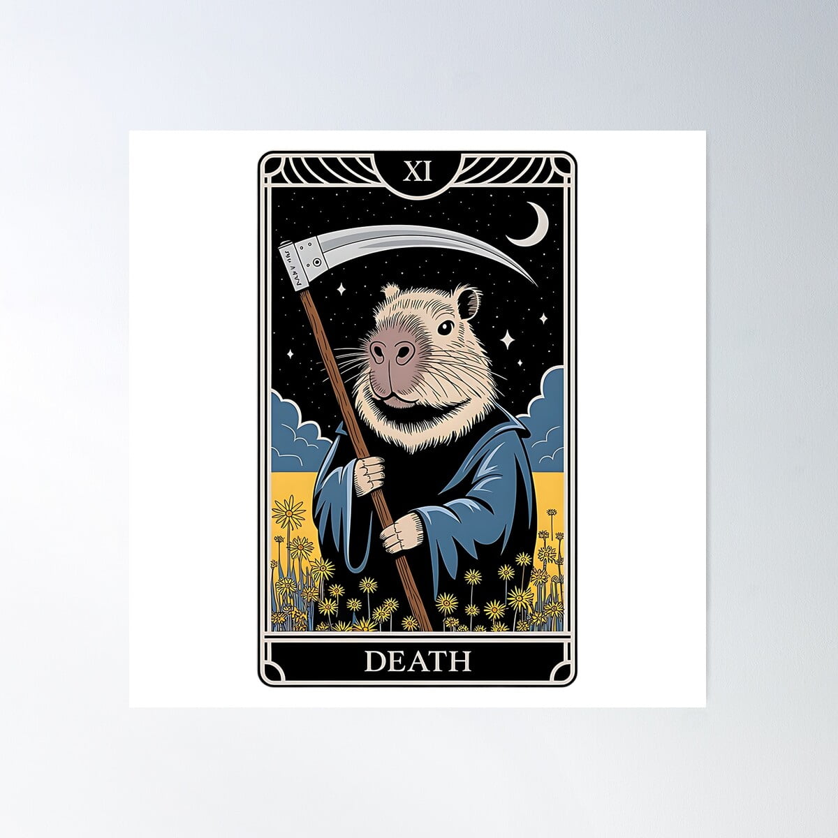 Capybara Tarot Card - The Deaths Poster Wall Art, Modern Wall Decor For ...
