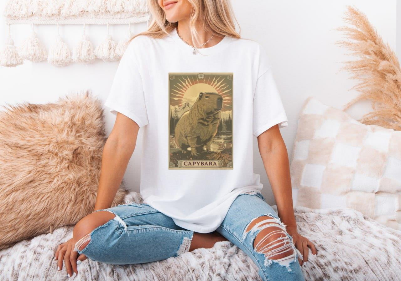 Capybara Tarot Card Unisex T-Shirt Mystical & Artistic Design for ...