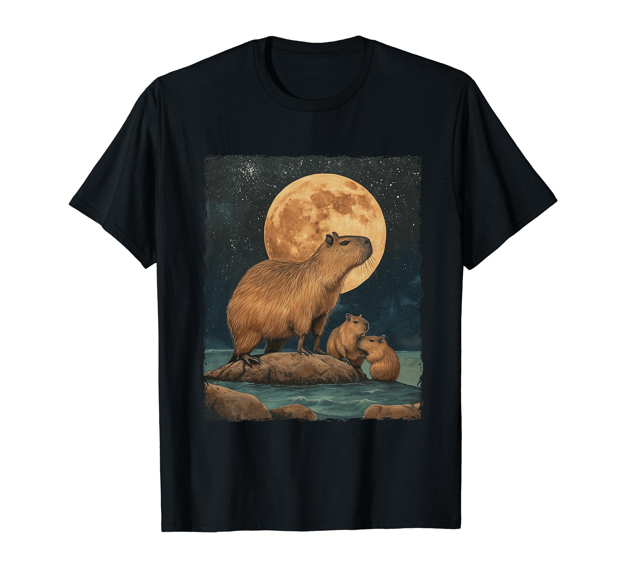 Capybara Three Capybara Moon T-Shirt - Walmart.com