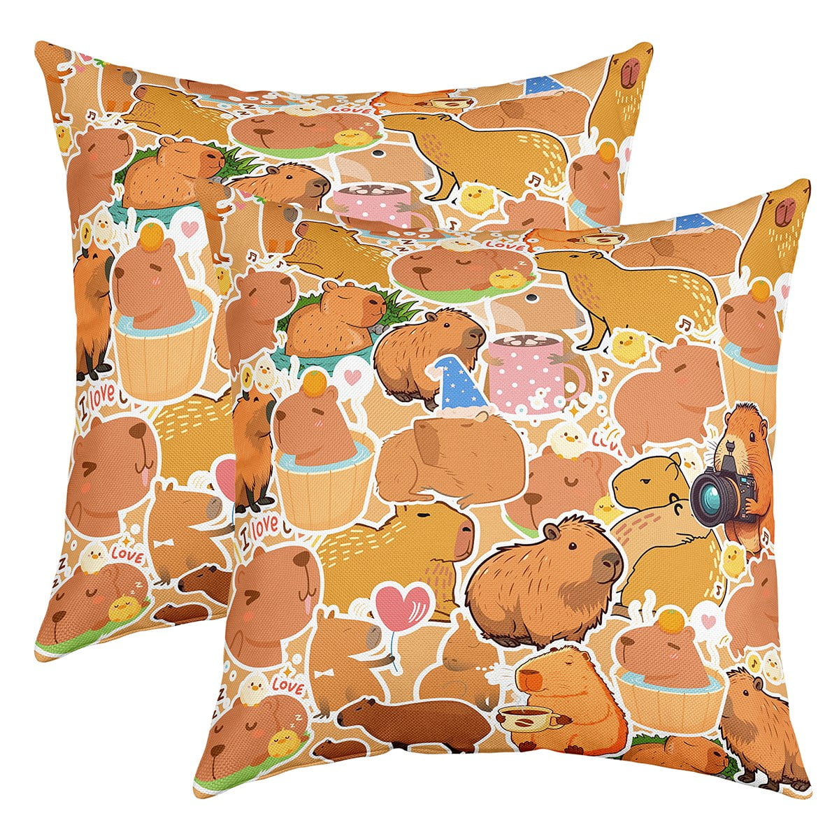 Capybara Throw Pillow Covers for Kids Bedroom Decor,Brown Capybara ...
