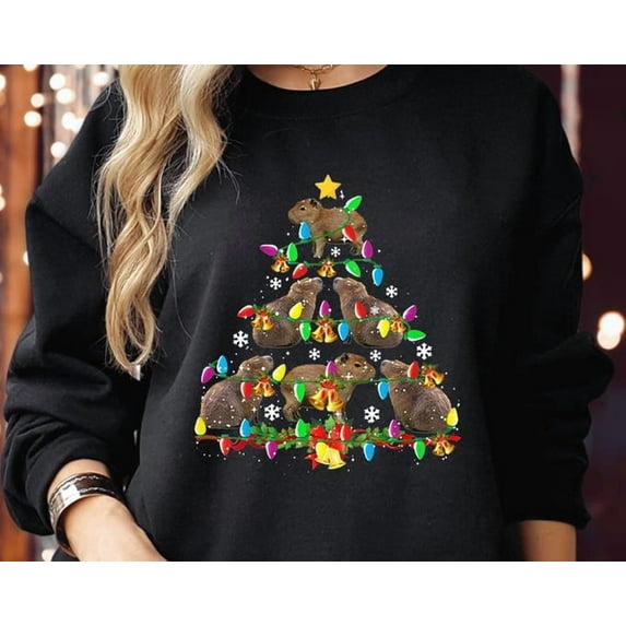Capybara Tree Sweatshirt, Capybara Lover Jumper, Cute Animal Crewneck ...