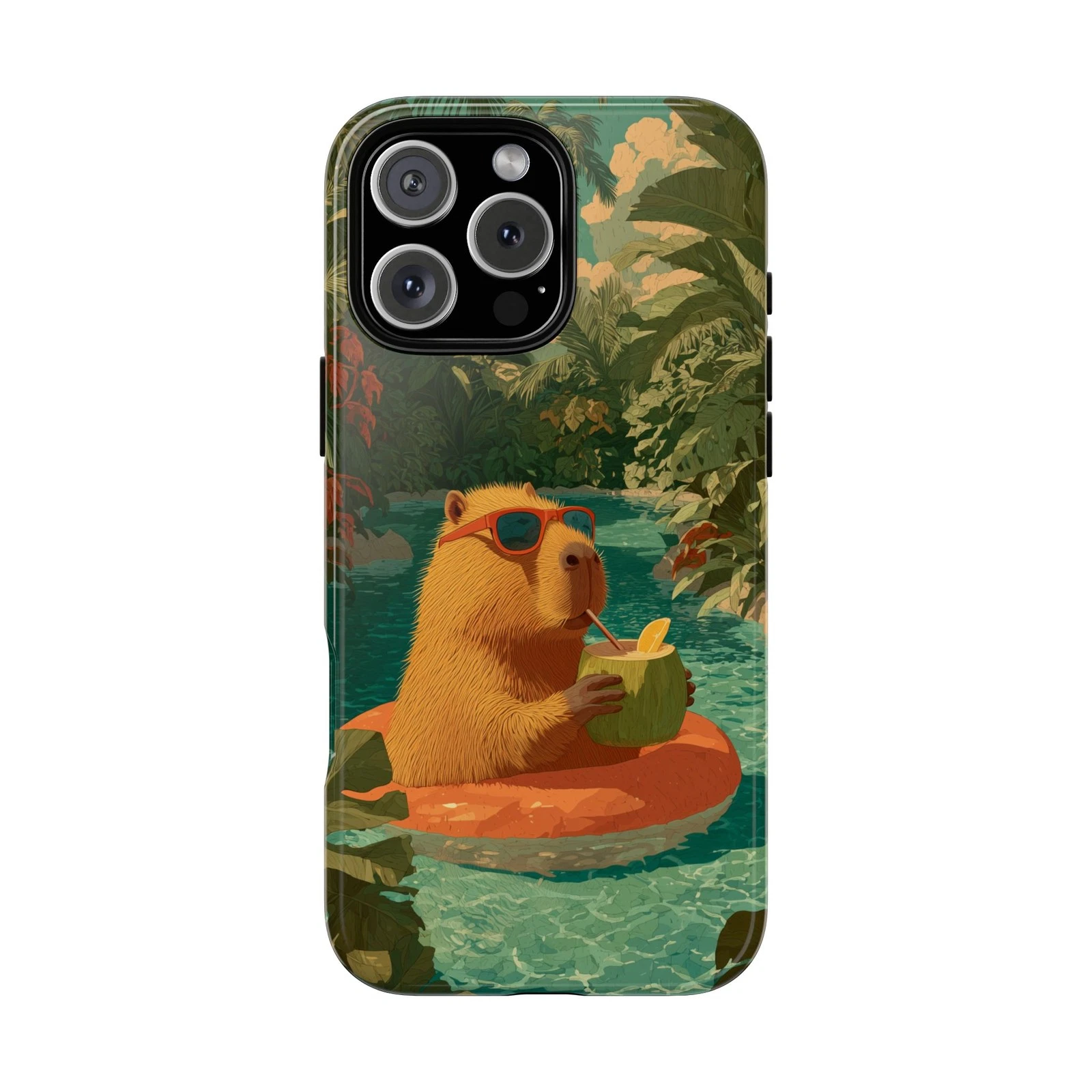 Capybara Tropical Vacation Summer Scene Case for iPhone 17 11 12 13 14 ...
