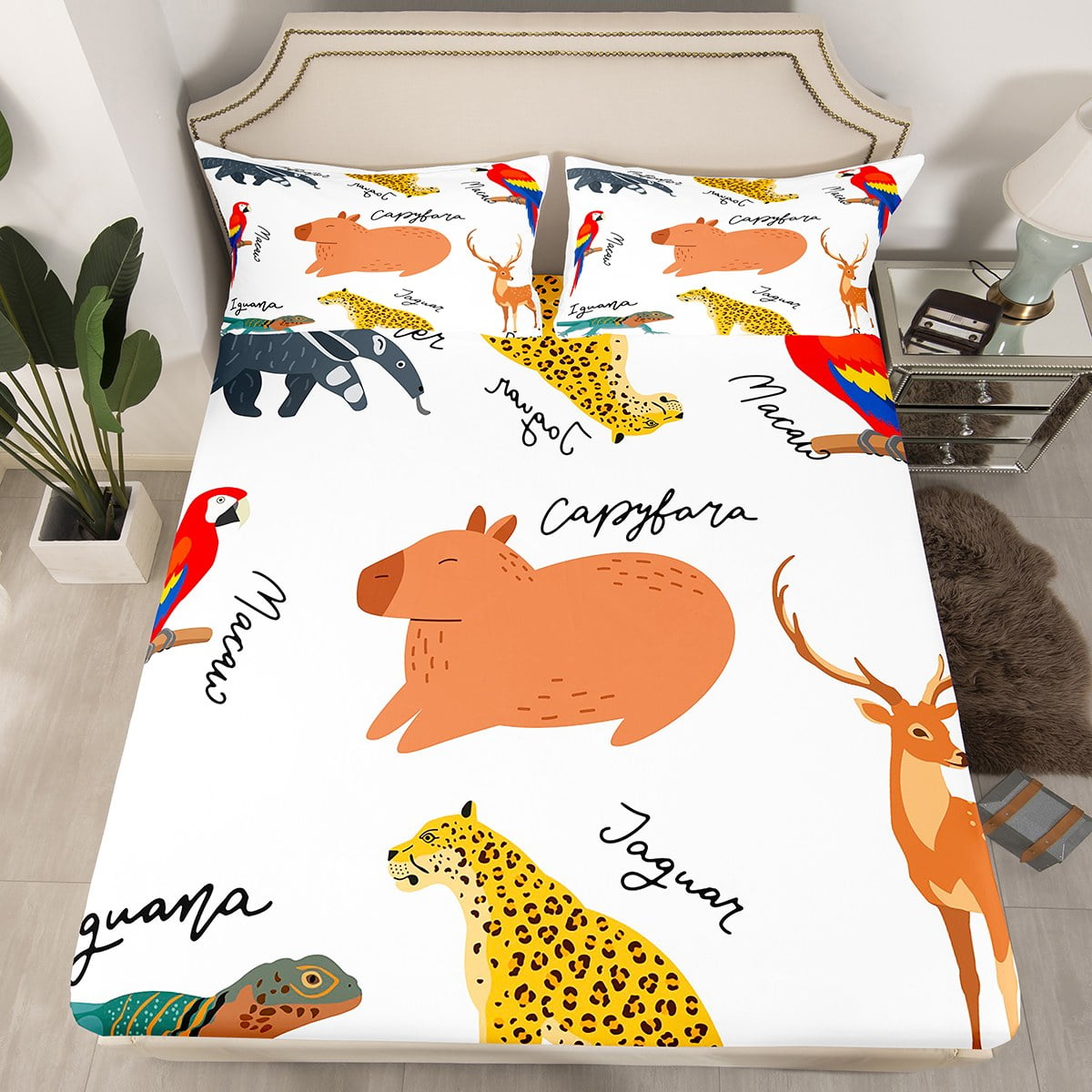 Capybara Twin Fitted Sheet 2 Piece Rodent Animals Capybara Bed Sheets ...
