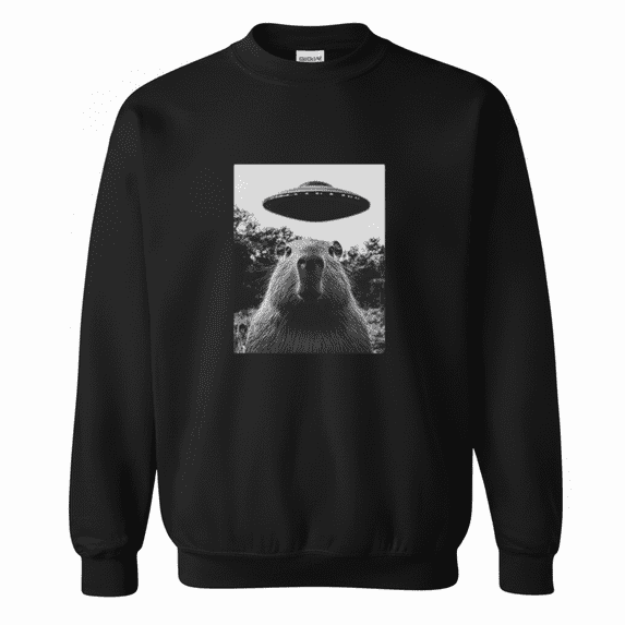 Capybara UFO Meme Invasion Funny Selfie Humor Retro Style Sweatshirt ...
