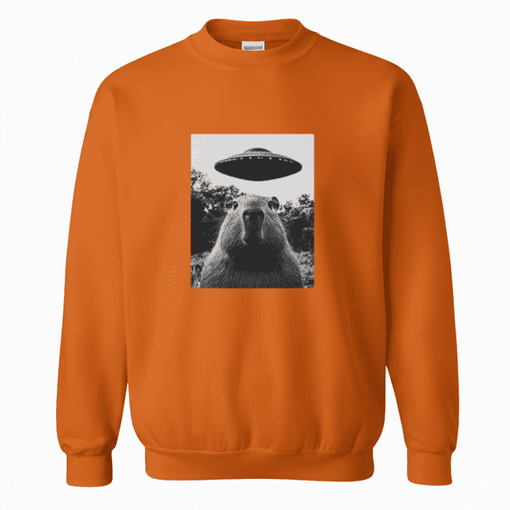 Capybara UFO Meme Invasion Funny Selfie Humor Retro Style Sweatshirt ...