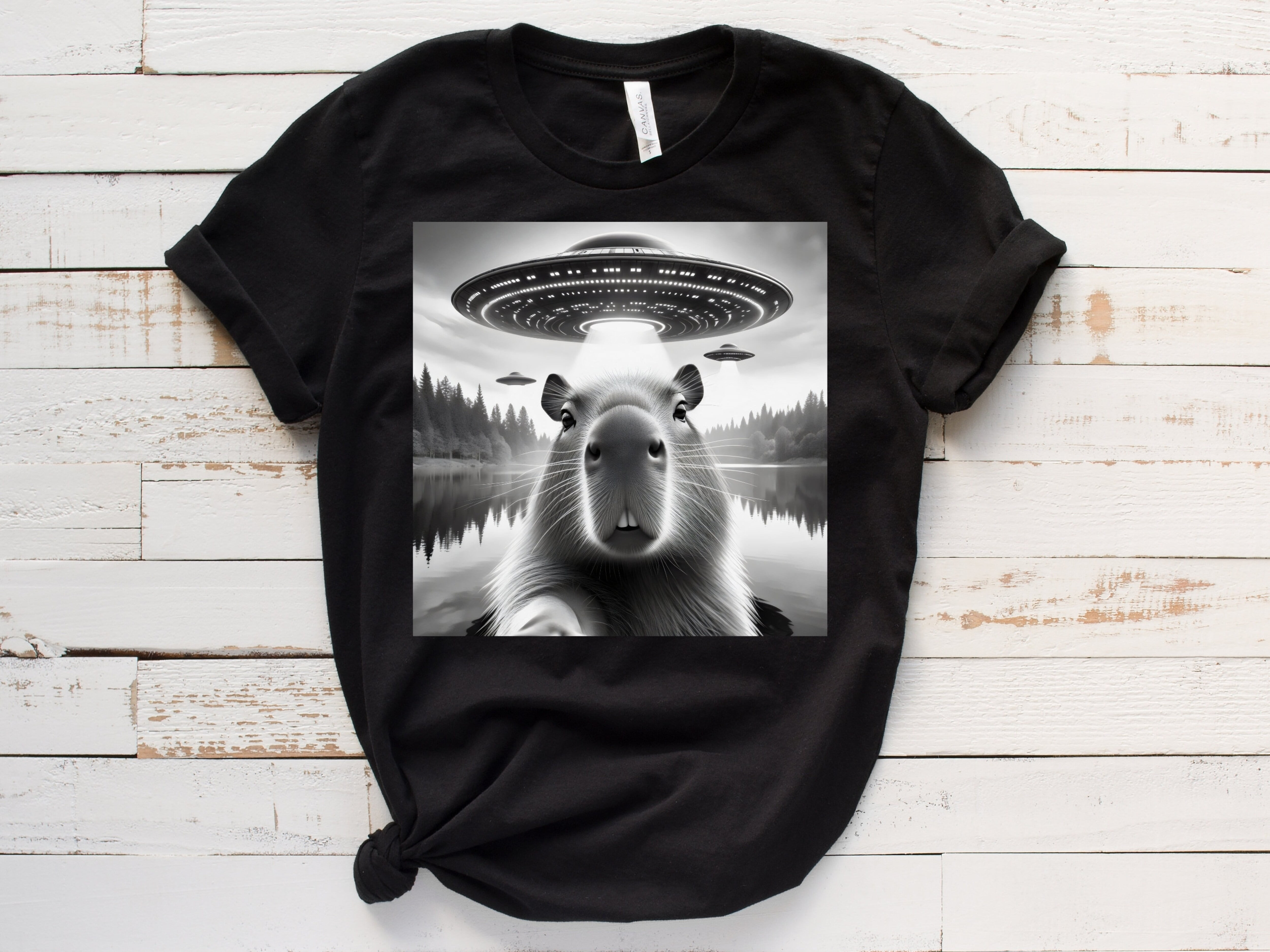 Capybara UFO Shirt, UFO Shirt, Capybara Tee, Funny Capybara Selfie ...