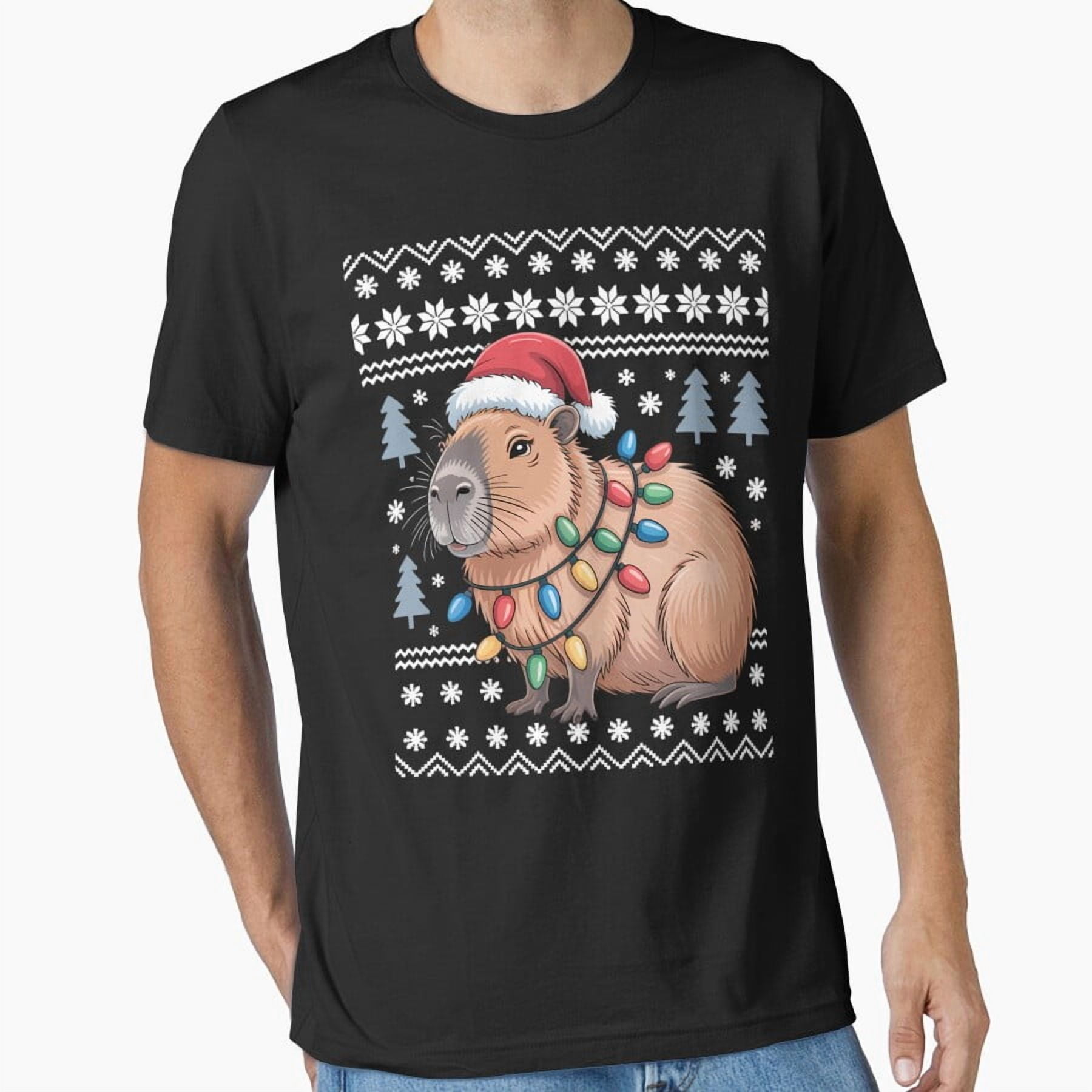 Capybara Ugly Xmas Lighting Festive Holiday Capybara Graphic Unisex T ...