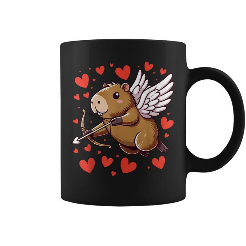 Capybara Valentine Cupid Hearts Valentines Day Capybara Coffee Mugs ...