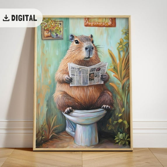 Capybara Wall Art Bathroom Poster Cute Capybara Tet Wall Decor Whimsy ...
