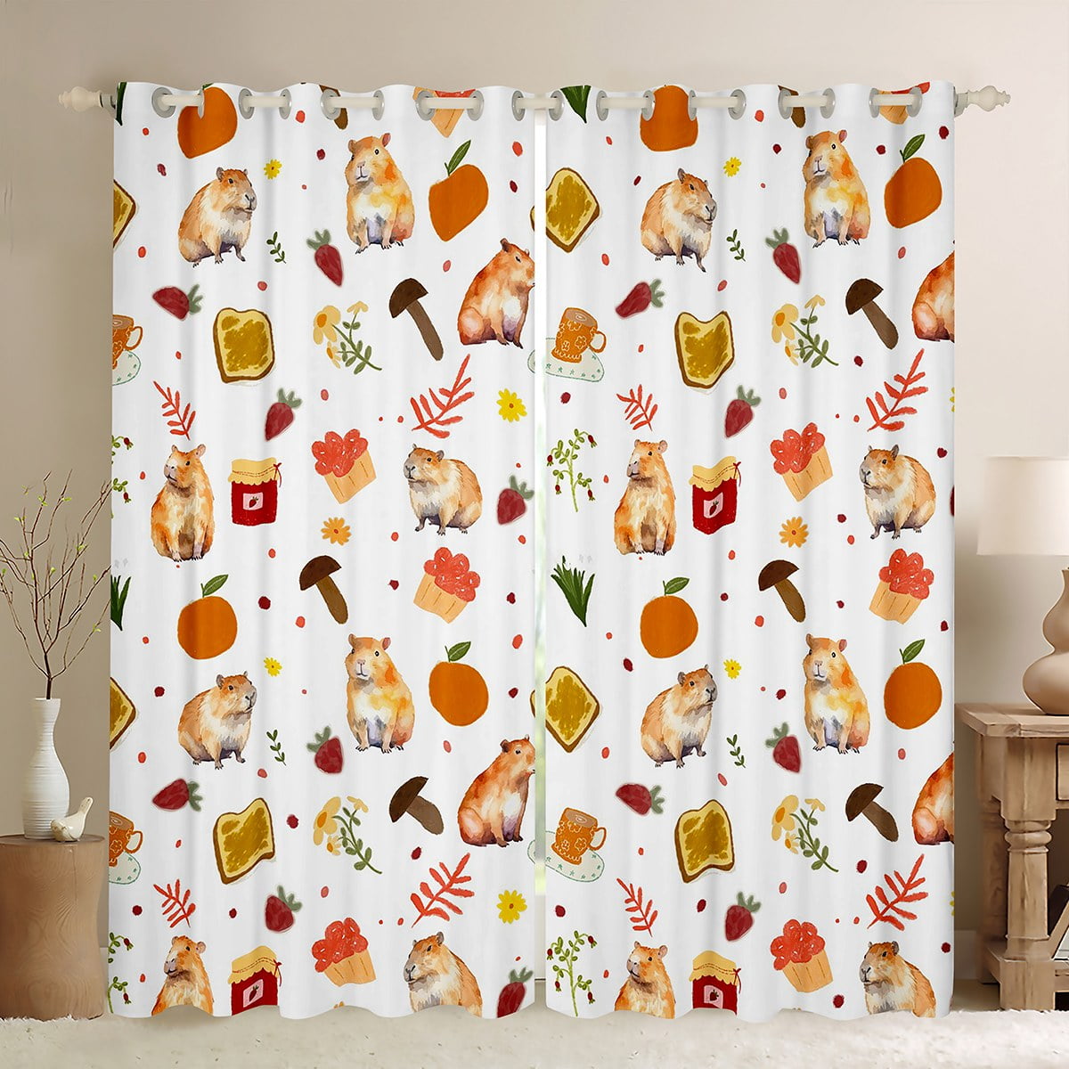 Capybara Window Curtains for Capybara Lovers,Capybara Bedroom Curtains ...