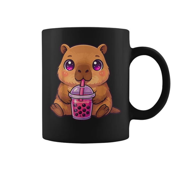 Capybara With Bubble Tea Boba Tea Cute Coffee Mugs - Walmart.com