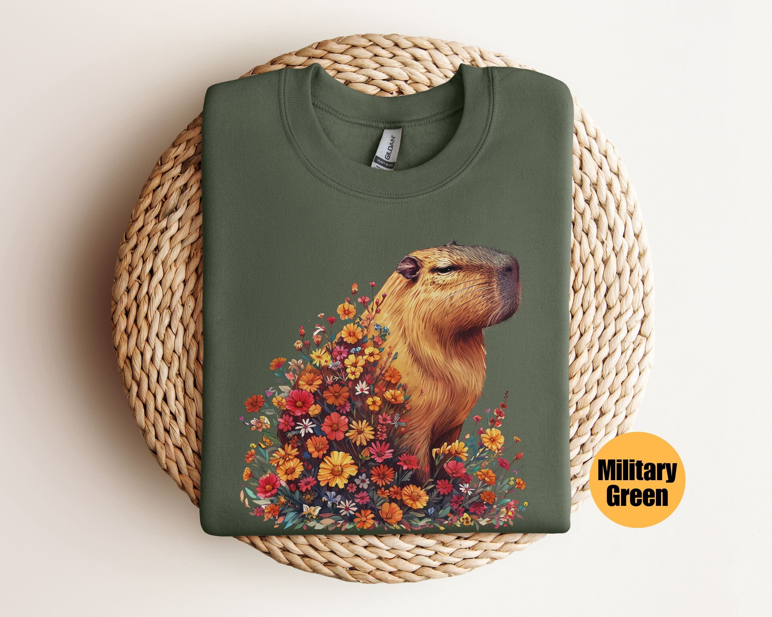 Capybara With Flowers T-Shirt Capybara T-Shirt For Women Cute Capybara ...