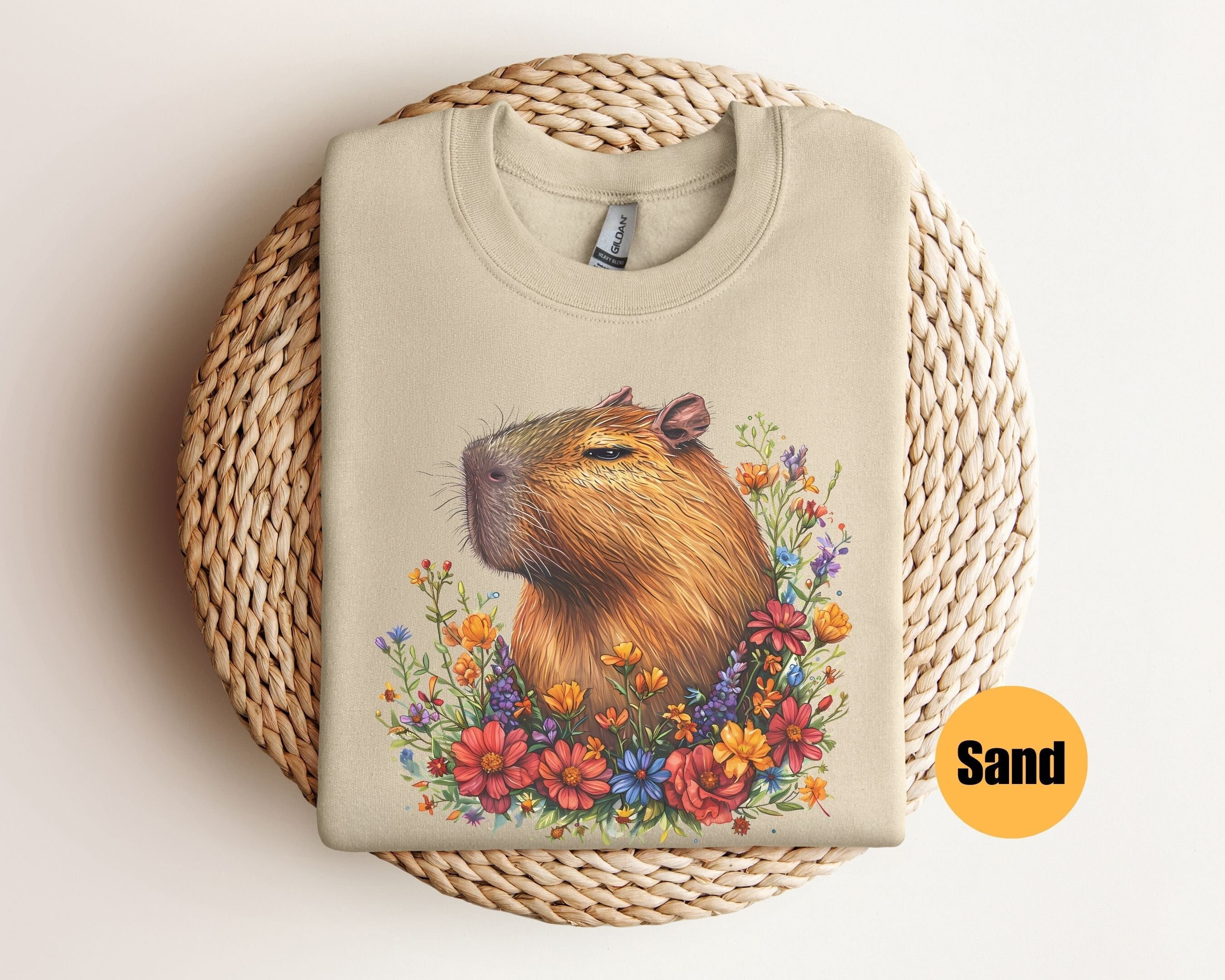 Capybara With Flowers T-Shirt Capybara T-Shirt For Women Cute Capybara ...