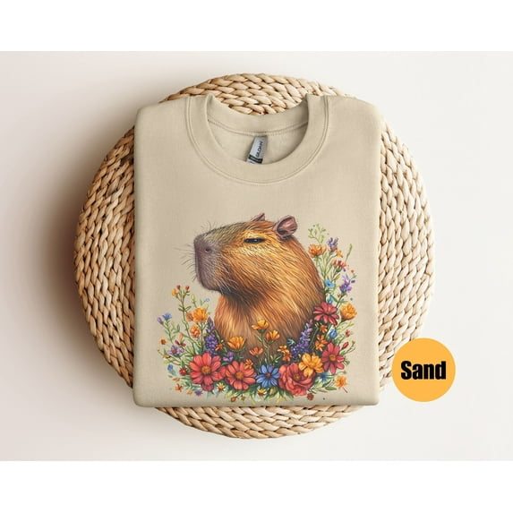 Capybara With Flowers T-Shirt Capybara T-Shirt For Women Cute Capybara ...