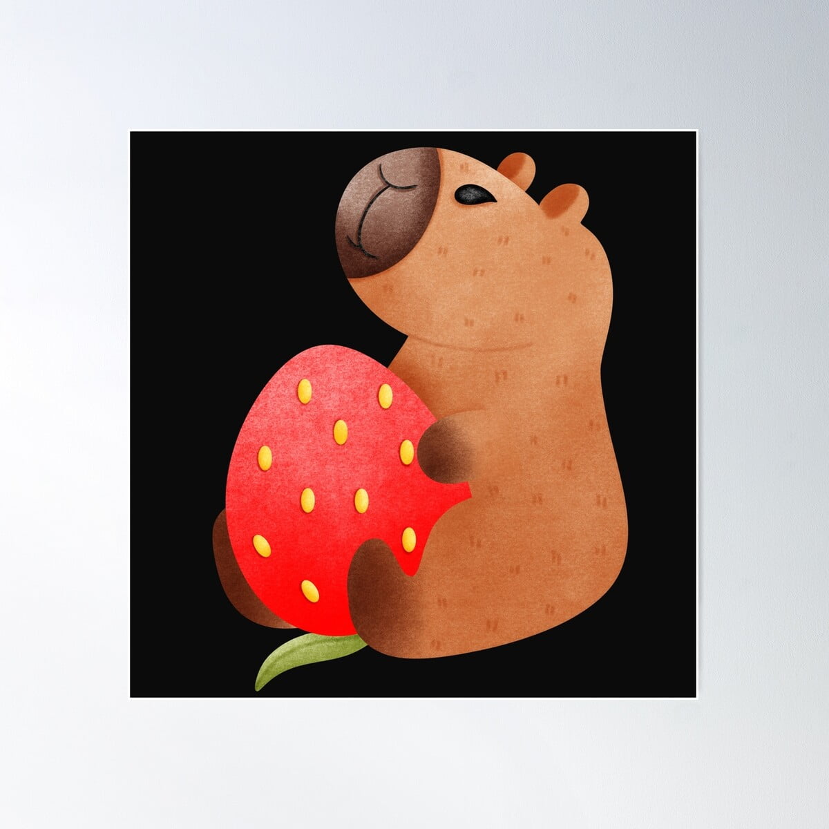 Capybara With Strawberries Poster Wall Art, Modern Wall Decor For ...
