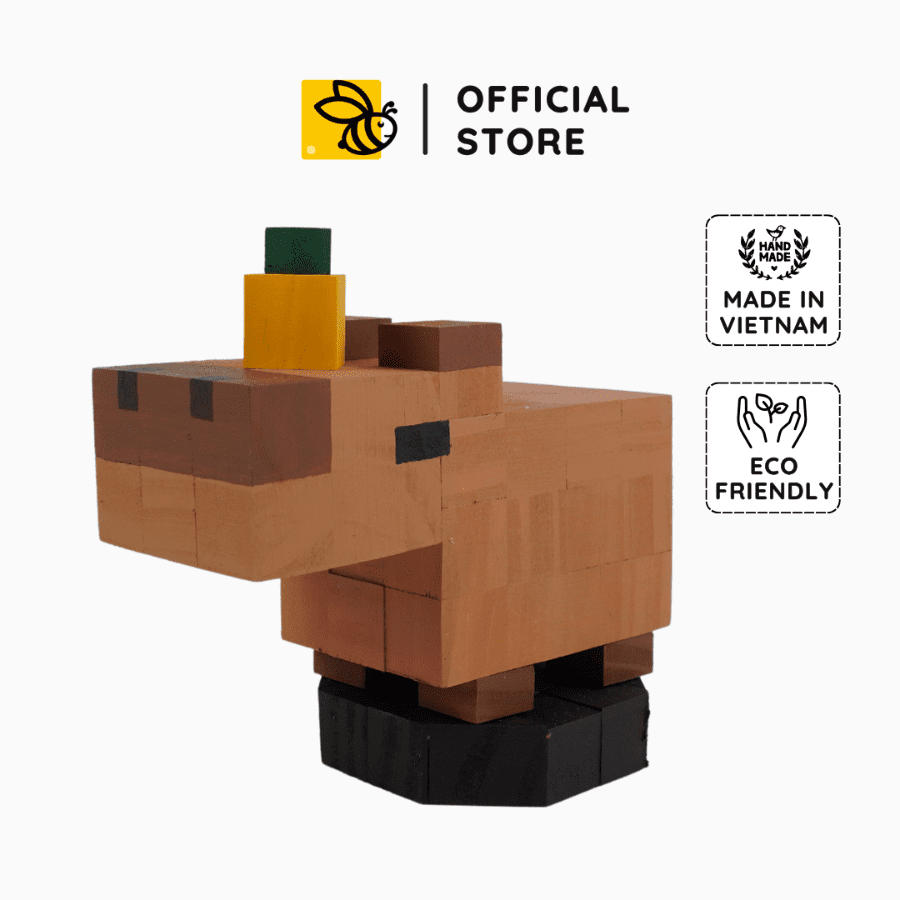 Capybara Wooden Model, Unique Capybara Pixel Block, DIY Minecraft decor ...