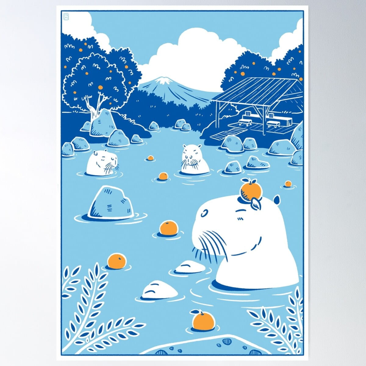 Capybara Yuzu Onsen Poster, 24x36 UNFRAMED - Walmart.com