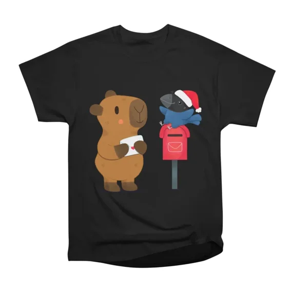 Capybara and Bird Letter to Santa T-Shirt Tee Gift For Him Merch For ...