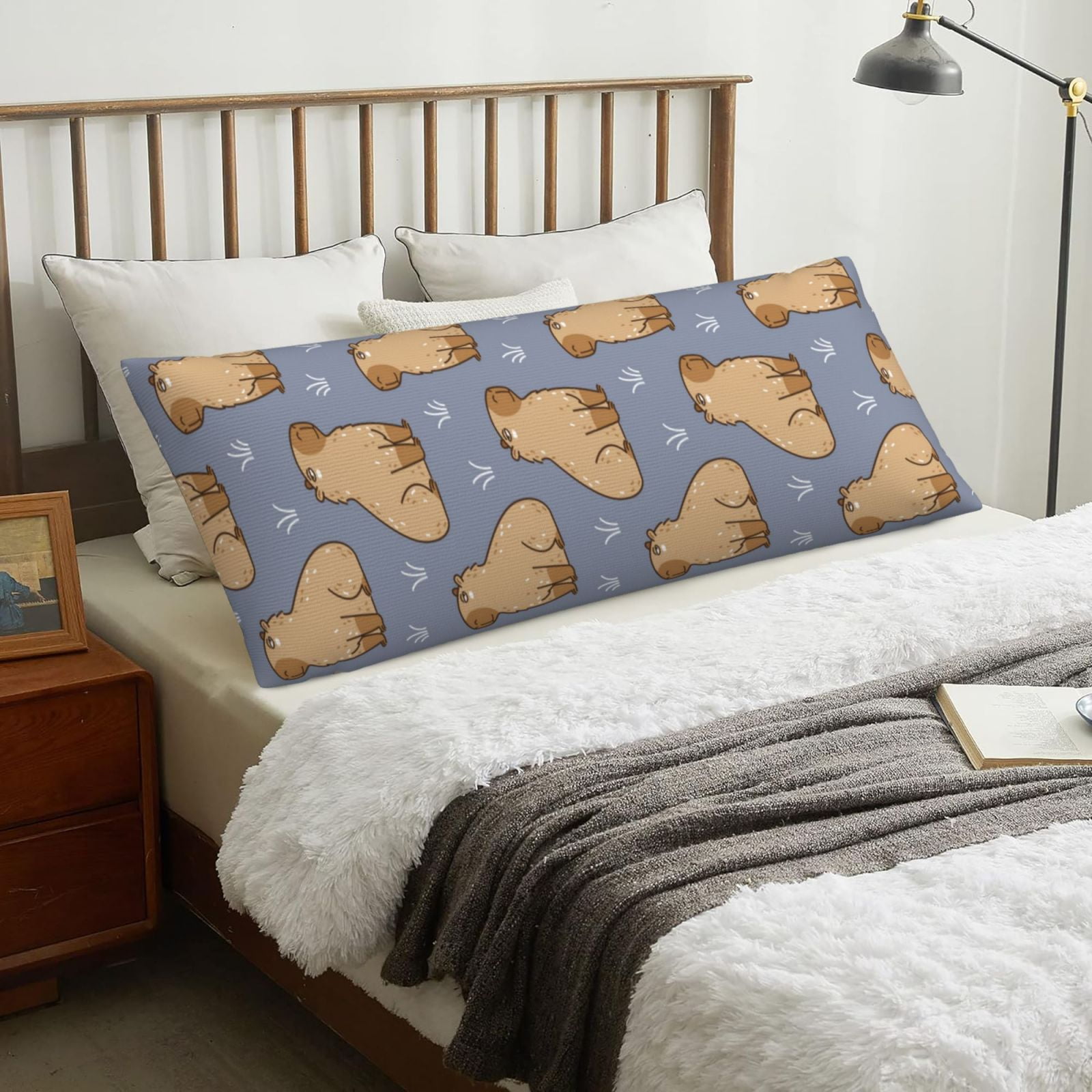 Capybara and Grass Body Pillow Cover, Long Pillow Cover with Zipper ...