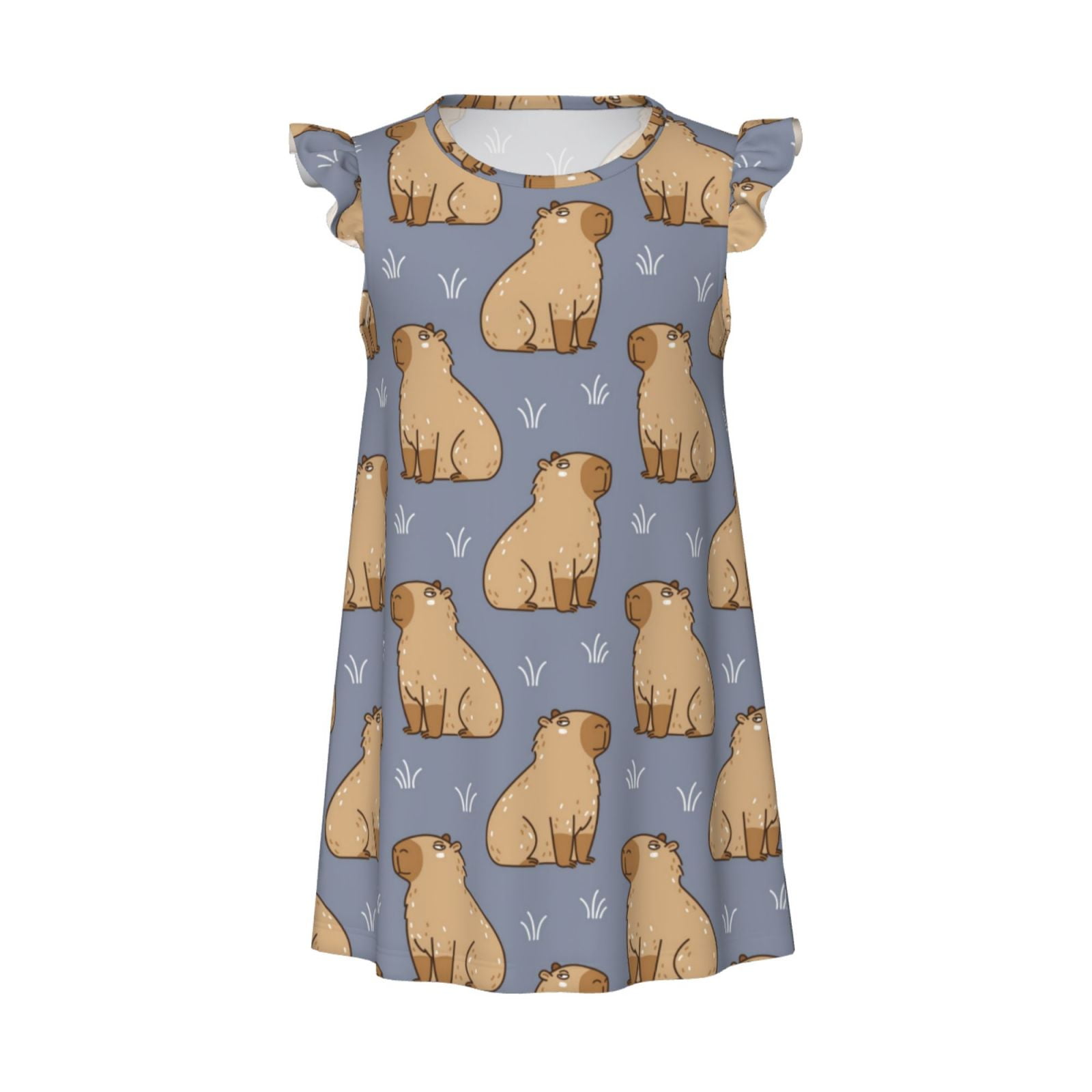 Capybara and Grass Girls Nightgowns, Pajamas for Girls, Soft Flutter ...