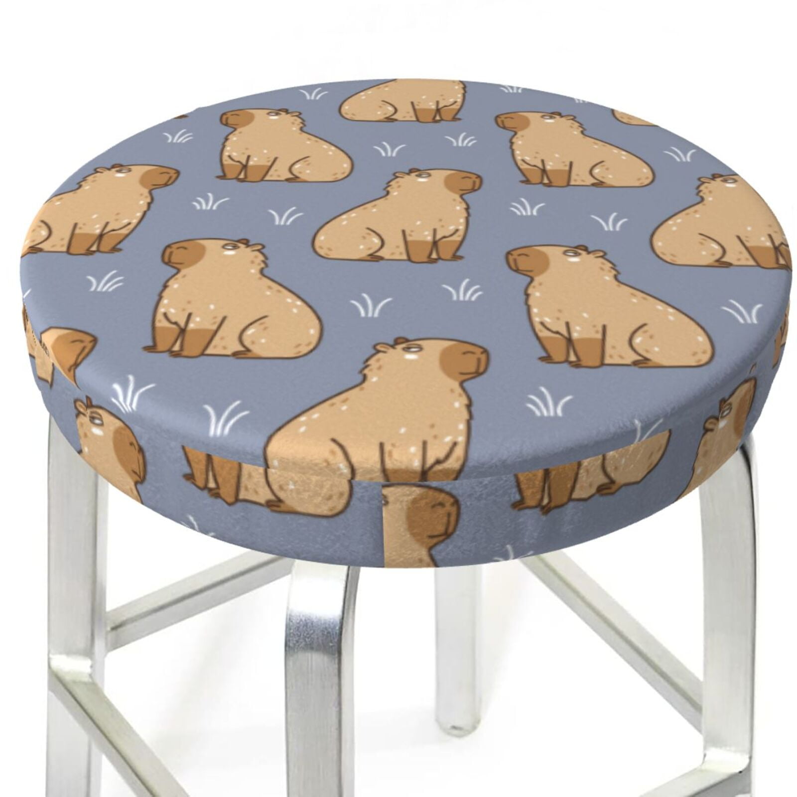 Capybara and Grass Round Bar Stool Covers, Soft Velvet Bar Stool Seat ...